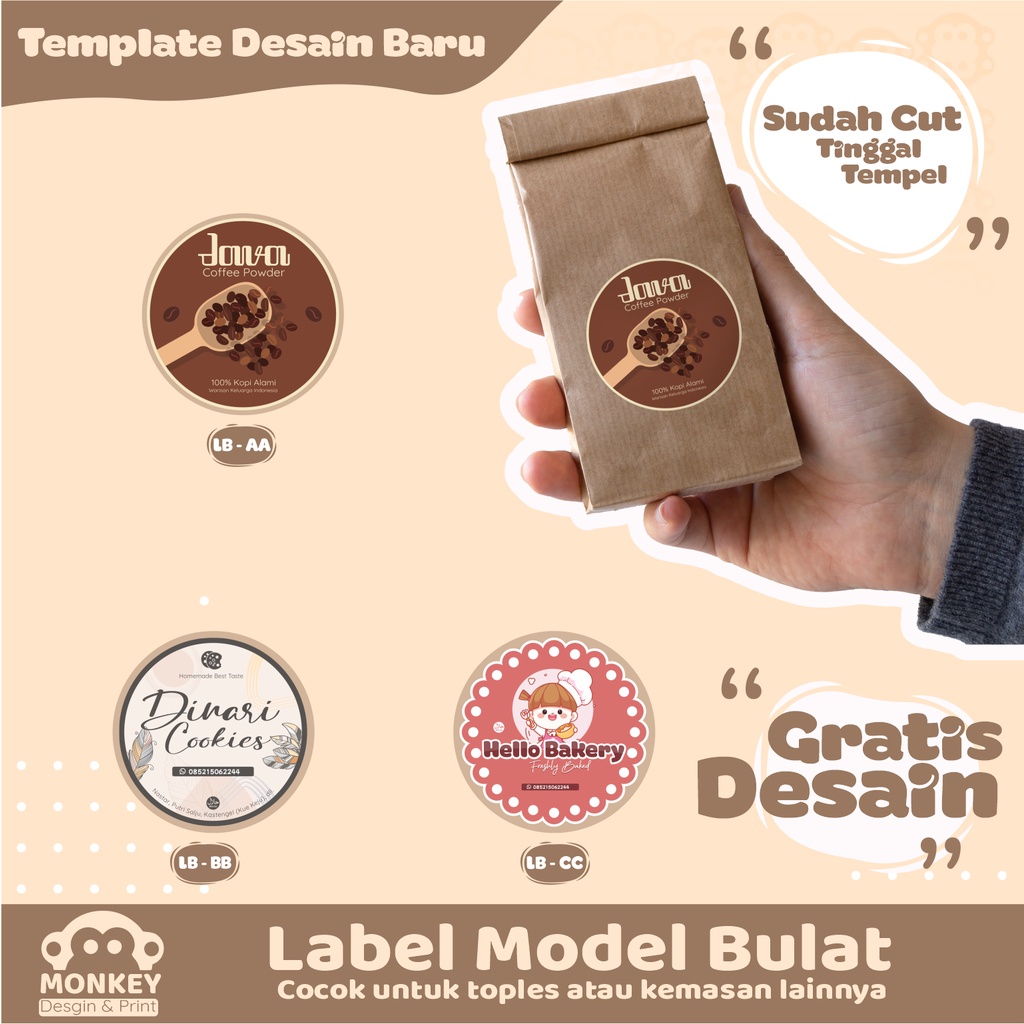 Jual Label Sticker Toples Kemasan Custom Bahan Cromo Model Bulat FREE ...
