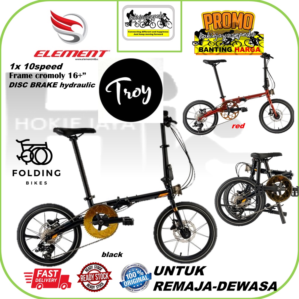 Jual Sepeda Lipat 16 PLUS element TROY 10 cromoly NEW 2022 - 10 Speed ...