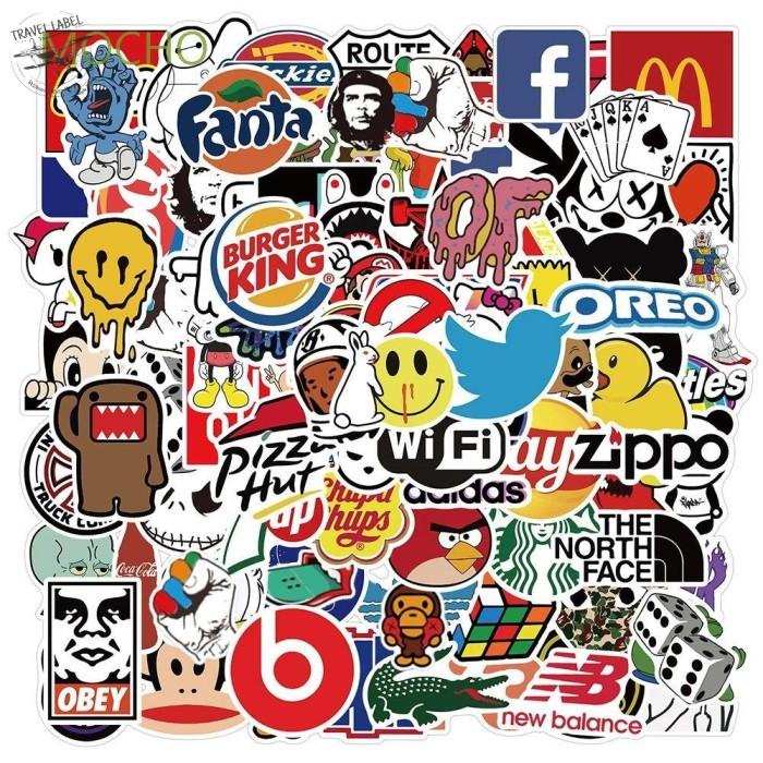 Jual Sticker Koper 1 Set isi 100 Pcs : Mixed Designs and Logos | Shopee ...