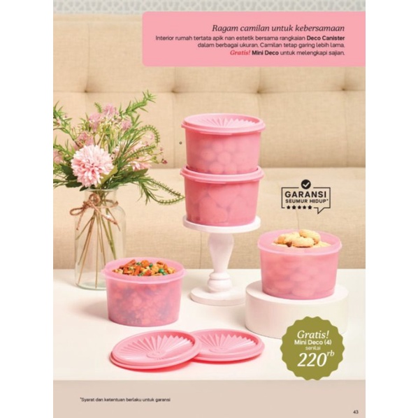 Jual mini deco canister pink (4) tupperware | Shopee Indonesia