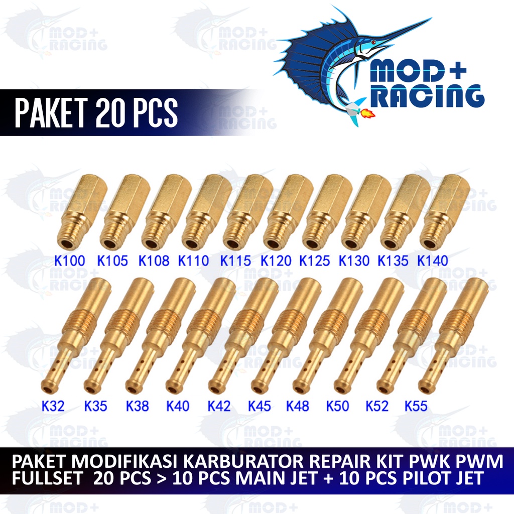 Jual (BISA COD) 20 PCS PAKET JET PWK PE FULLSET MAIN JET PILOT MAINJET SPUYER REPAIR KIT PJ MJ ...