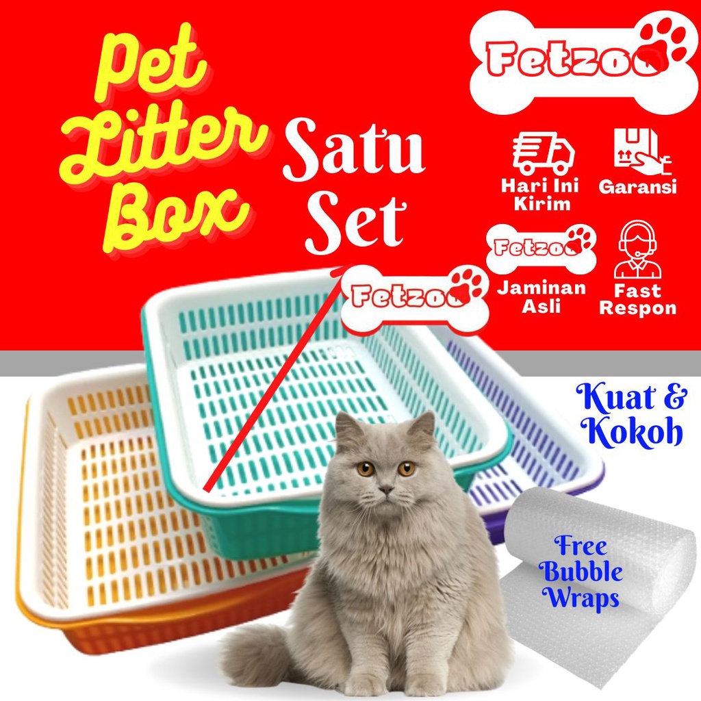 Jual Baskom Pasir Kucing Plus Saringan 1 Set Tempat Poop Pup Hewan Bak ...