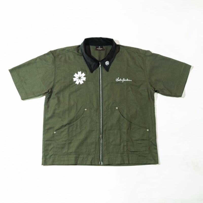 Jual Satisfaction Boxy Work Shirt Zipper Human | Shopee Indonesia