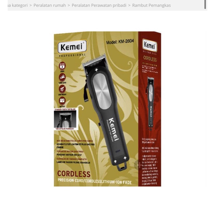 Jual Alat Cukur Rambut Mesin Kemei 2604 Hair Clipper Rechargeable KM-2604 | Shopee Indonesia
