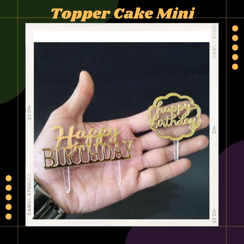 Jual Topper Cake / Topper Happy Birthday Gold / Dekorasi Kue Ultah Mini ...