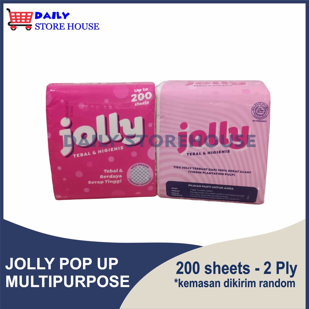 Jual Tissue Jolly Pop Up Multipurpose 200 Sheets 2 Ply Tisu Kotak Meja ...