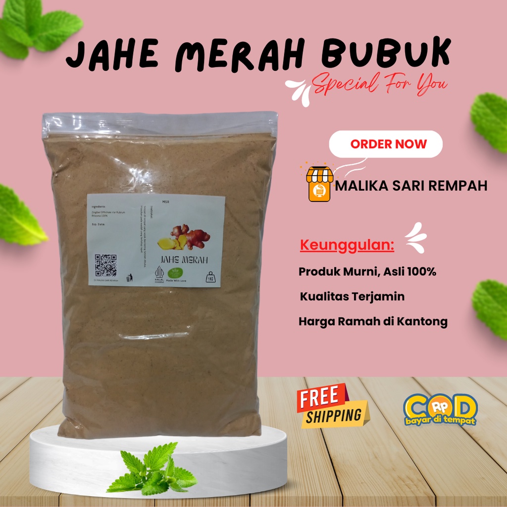 Jual JAHE MERAH BUBUK MURNI [ 1 KG ]-MSR | Zingiber officinale varietas ...