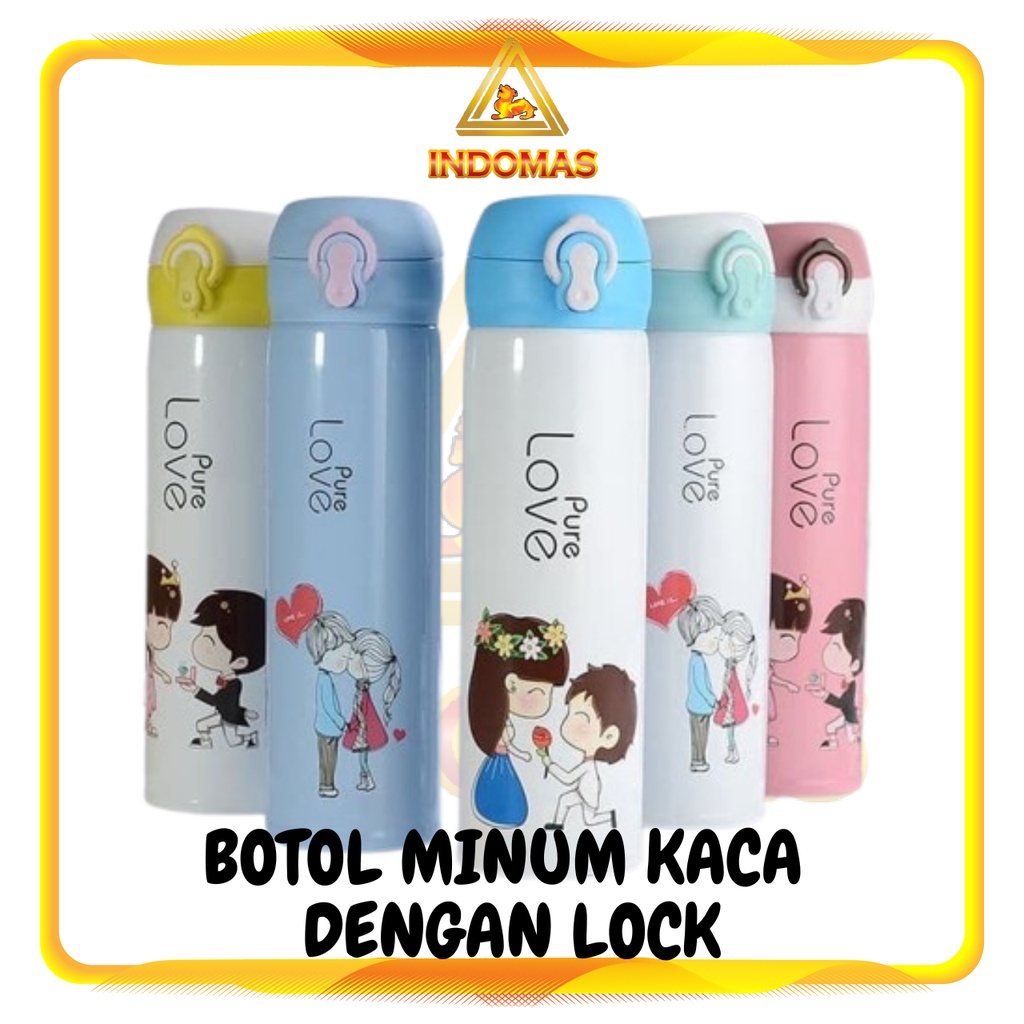 Jual IM - BOTOL KACA KARAKTER DENGAN KUNCI LOCK / BOTOL KACA MOTIF LOVE ...