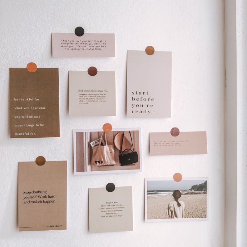 Jual [MOONDARY] isi 21pcs mini poster quote aesthetic FREE ROUND ...
