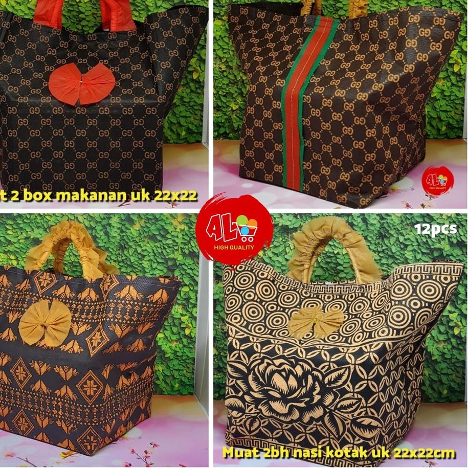 Jual FIA595 12pcs Tas Kain Spunbond Pita Tebal utk 2dus nasi 22x22 box ...