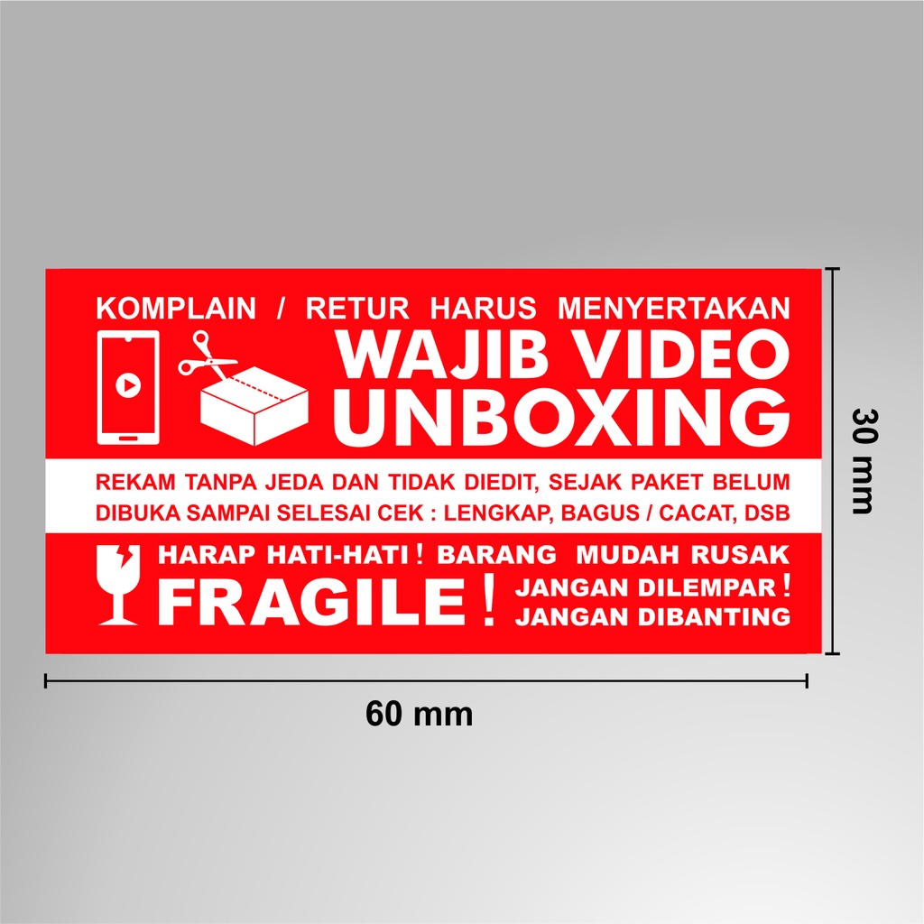 Jual STICKER WAJIB VIDEO UNBOXING (100 pcs) size XXS 3x6 cm | Shopee ...