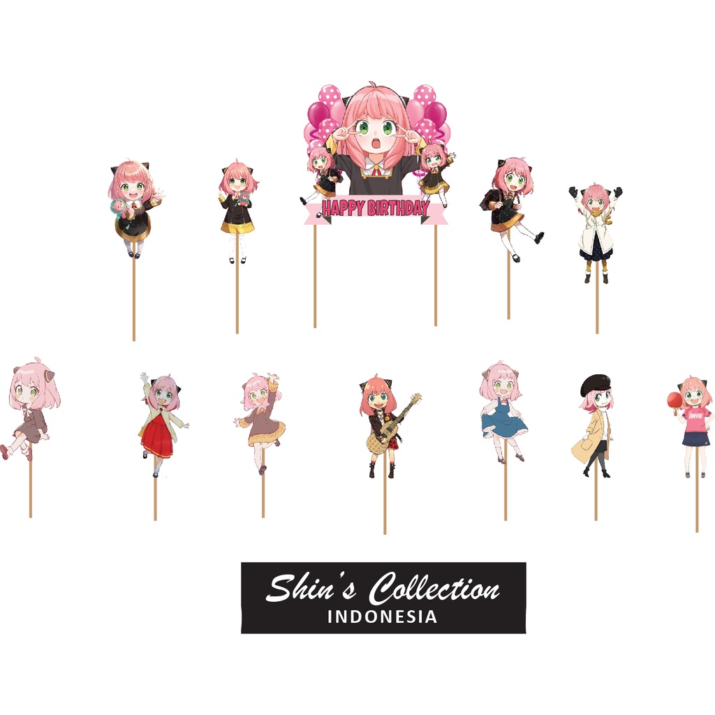 Jual Cake topper Anya Forger Solo 02 set isi 12 pcs | Shopee Indonesia
