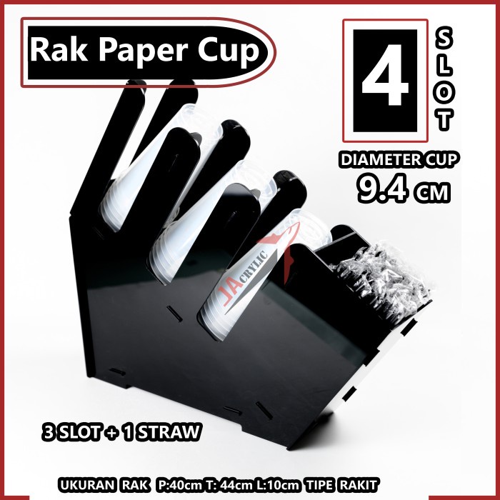Jual Rak Paper Cup Sedotan Akrilik / Organizer Paper Cup 3 + 1 Slot ...