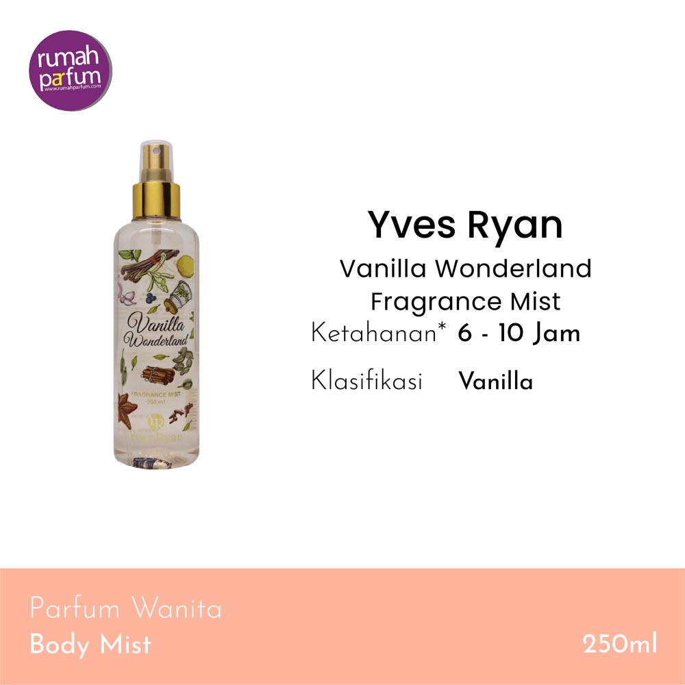 Jual Parfum Wanita Yves Ryan Vanilla Wonderland Fragrance Mist Woman ...