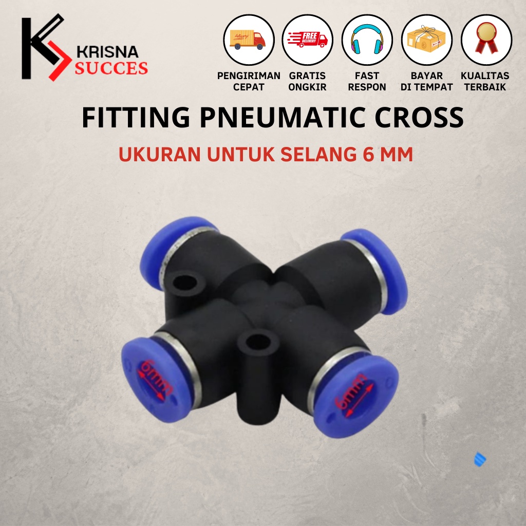 Jual KONEKTOR FITTING SLIP LOCK CROSS 6MM PNEUMATIC ALAT SIRAM TANAMAN ...