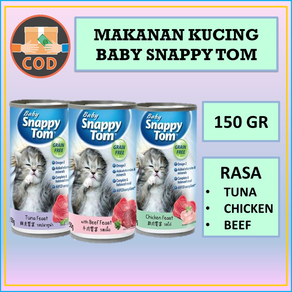 Jual Snappy Tom Baby 150 gr Snapy tom kitten baby Kaleng | Shopee Indonesia