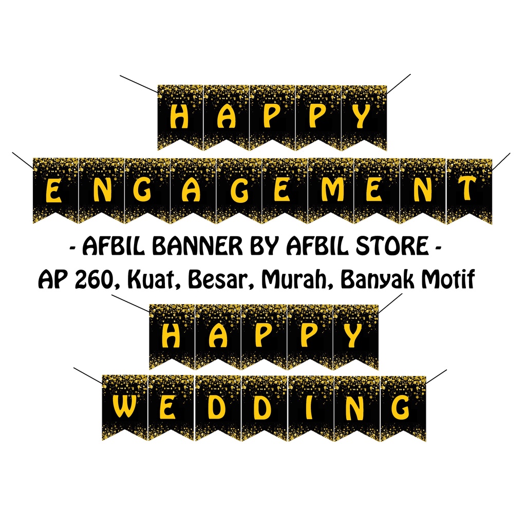Jual Banner Tulisan Happy Wedding Engagement Anniversary / Hiasan ...