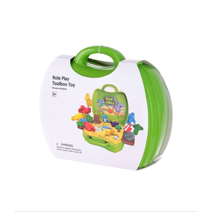 Jual Permainan Miniso || Rool Play Toolbox Toy - Dinosaurs World Set ...