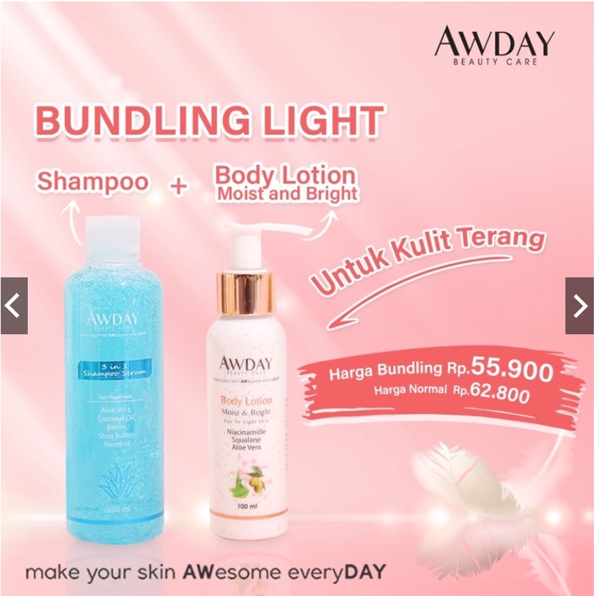 Jual PAKET UNTUNG & MURAH AWDAY SHAMPOO & LOTION FOR LIGHT SKIN ...