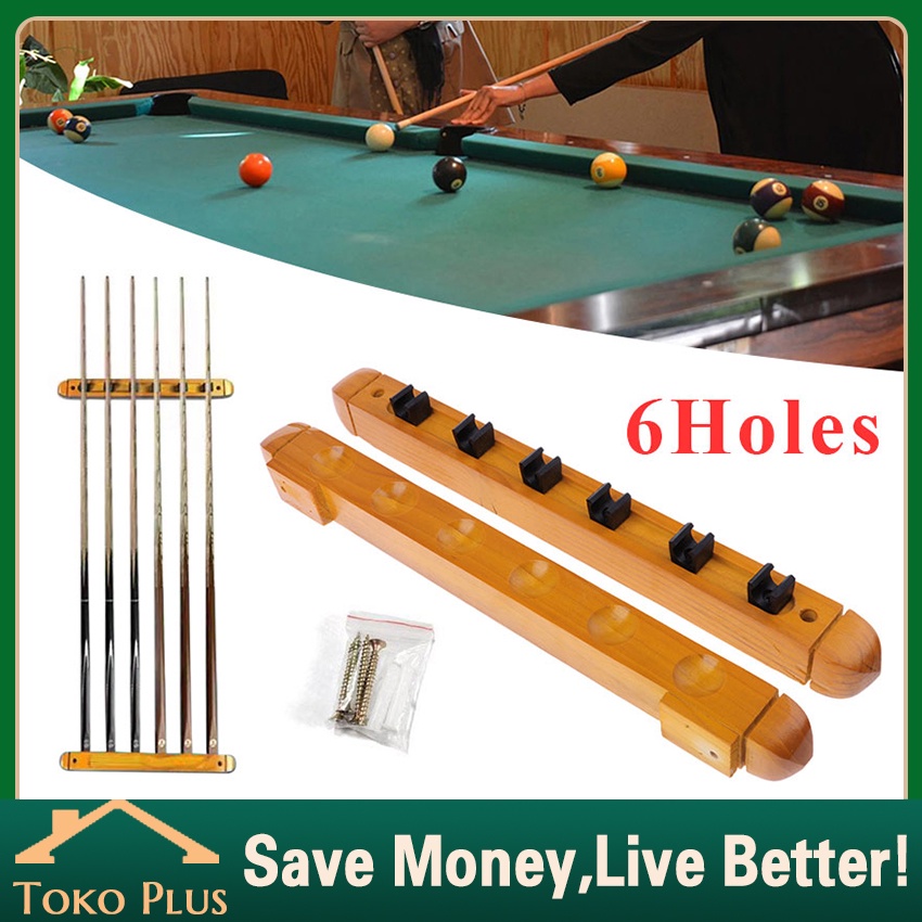 Jual 6 Holes Wall Cue Rack Hold - Rak Stick Dinding Kayu - 6 Slot ...