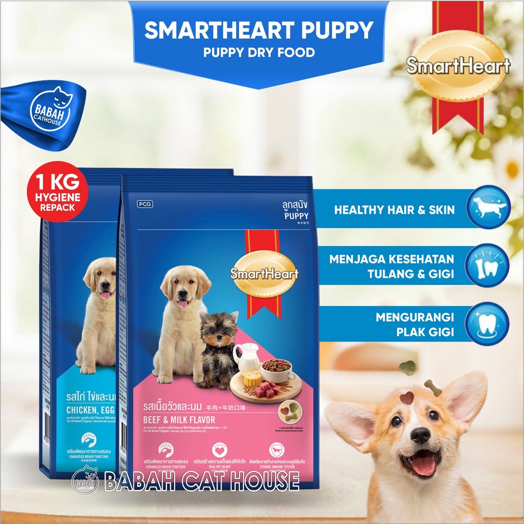 Jual SMARTHEART PUPPY CHICKEN / BEEF 1KG Dog Food Smart Heart Makanan ...