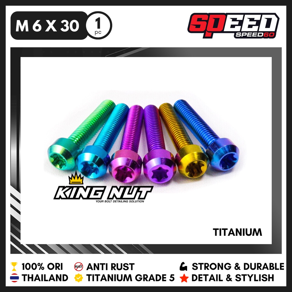 Jual Titanium Probolt Baut M 6 x 30 Drat 10 x 30 Grade 5 King Nut Thailand | Shopee Indonesia