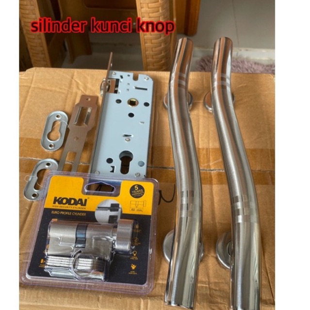 Jual kunci pintu minimalis silinder putar knop/ 2 gagang 1 set kunci ...