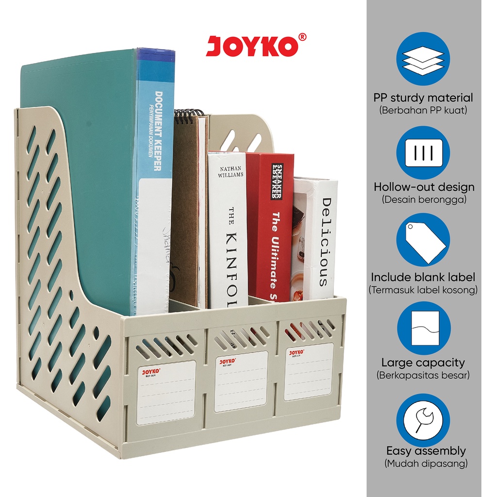 Jual Box File Keranjang Plastik Rakit 3 Susun Joyko BOF-3GR Grey ...