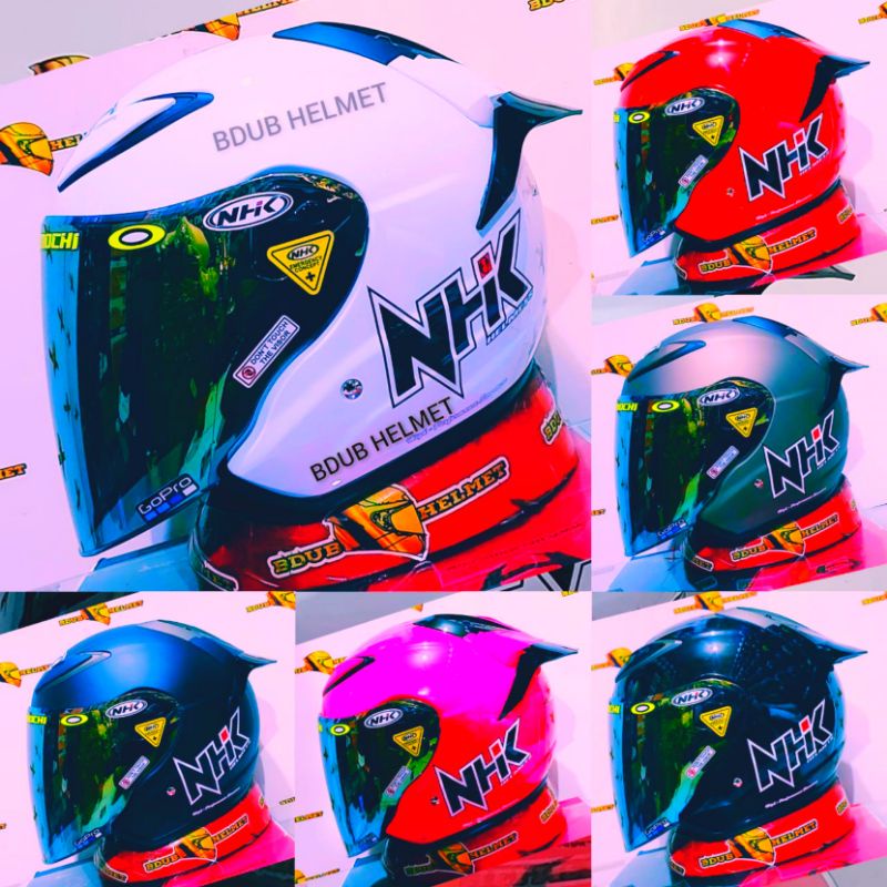Jual helm NHK R6 black dof paket ganteng | Shopee Indonesia