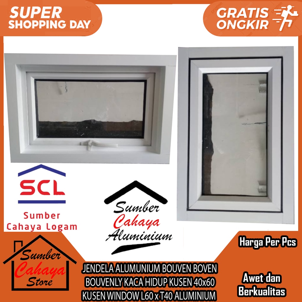 Jual JENDELA ALUMUNIUM BOUVEN BOVEN BOUVENLY KACA HIDUP KUSEN 60x40 ...