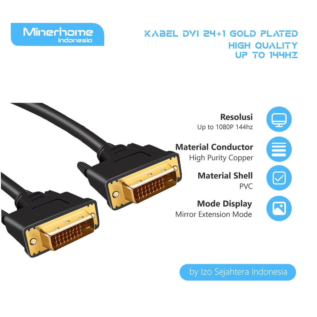 Jual Kabel DVI 24+1 2K 144Hz Gold Plated High Quality | Shopee Indonesia