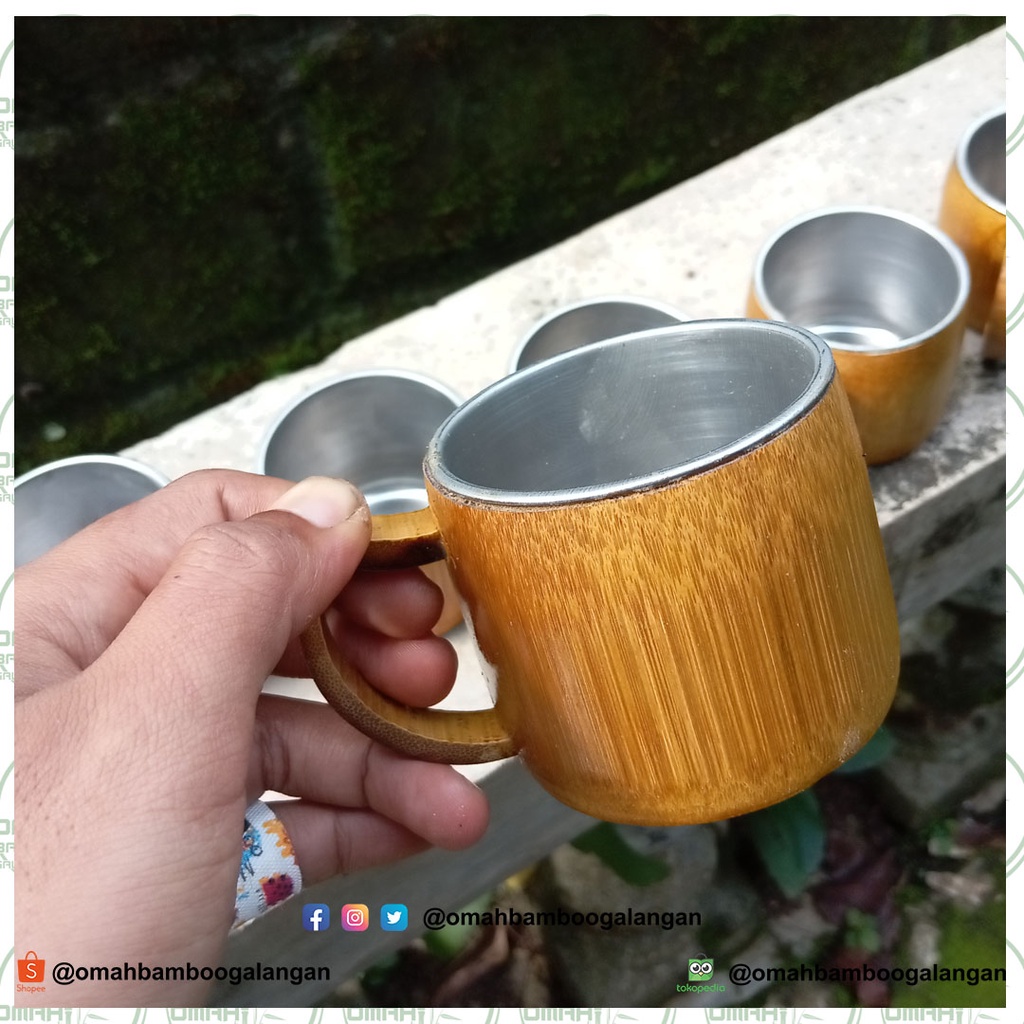 Jual Gelas / Cangkir Bambu Stainless Cover Bambu Paling Murah Gelas ...