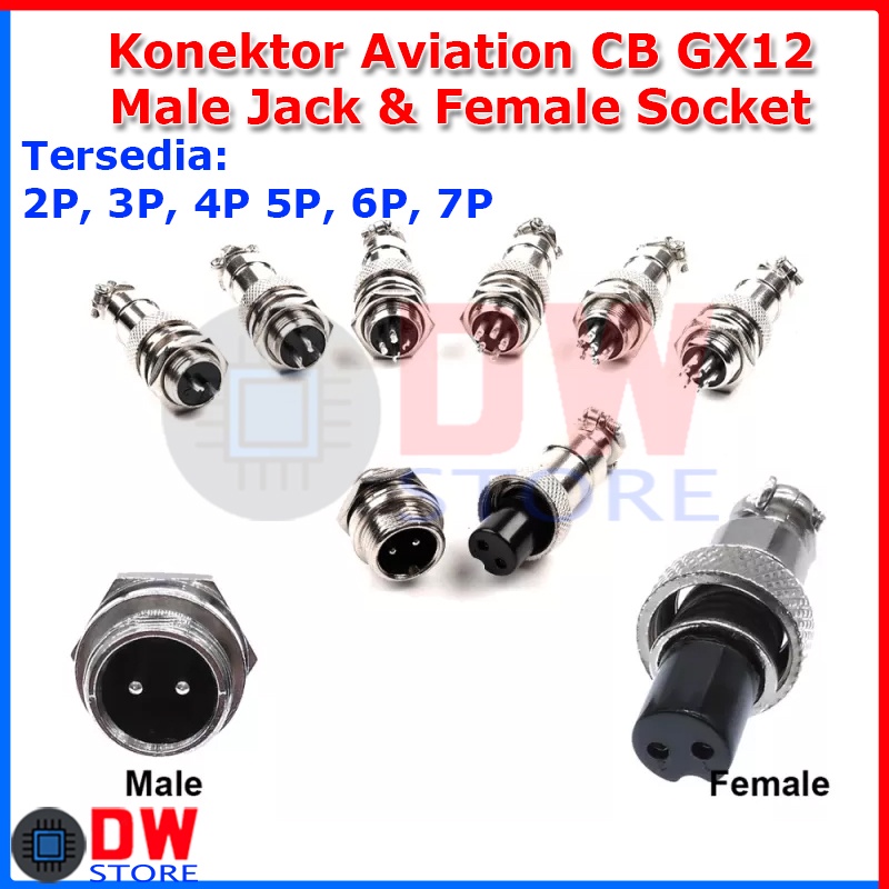 Jual Socket Jack Plug Konektor Aviation CB GX12 GX-12 2P 3P 4P 5P 6P 7P | Shopee Indonesia