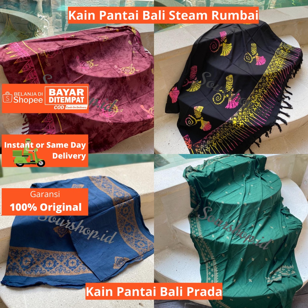 Jual Kain Pantai Bali Stamp Rumbai Motif Tebal| Kain Pantai Bali Prada ...