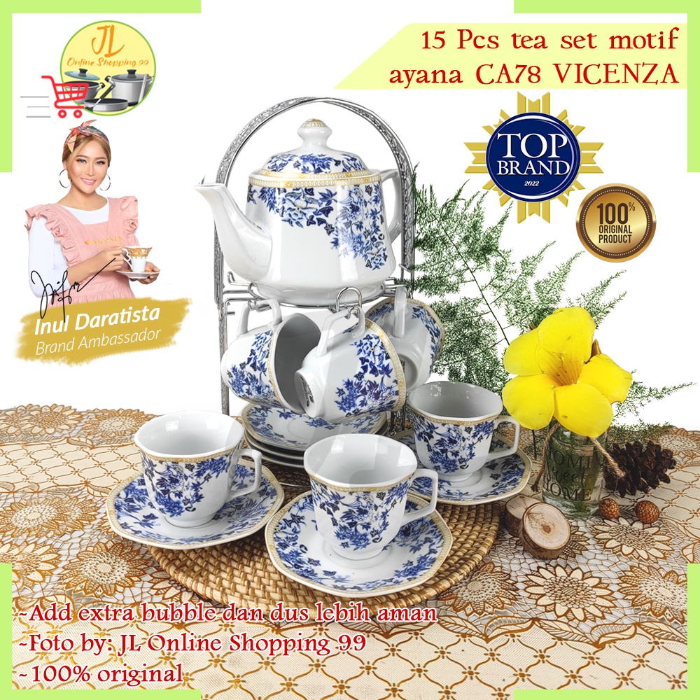 Jual VICENZA Tea set porcelain motif CA-78-1 Ayana / cangkit set + teko ...