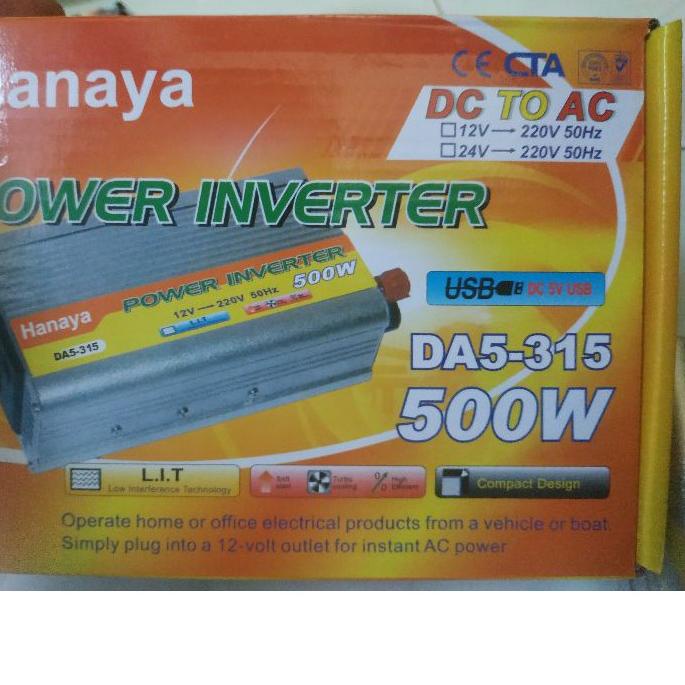 Jual COD[HJ]-Power inverter HANAYA 500 watt 500W perubah arus dc to ac ...