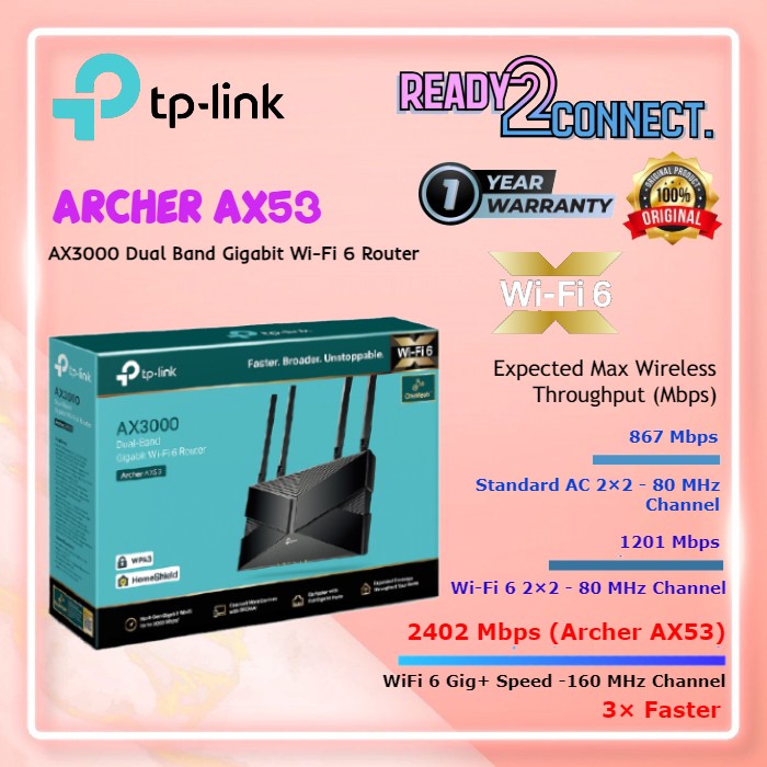 Jual TP-Link Archer AX53 AX3000 Dual Band Gigabit Wi-Fi 6 Router | Shopee Indonesia