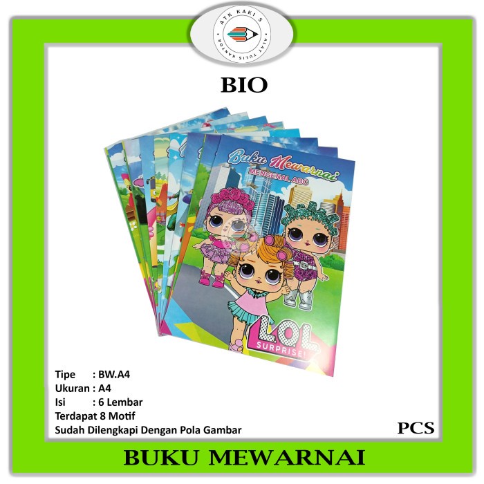 Jual BIO - Coloring Book A4 Buku Mewarnai BW.A4 - PCS | Shopee Indonesia