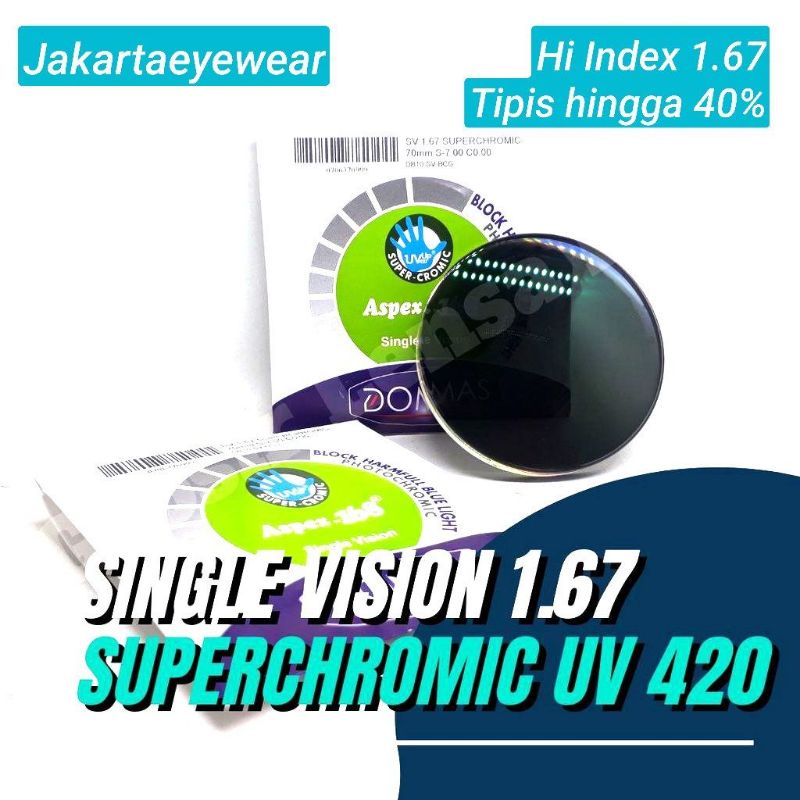 Jual FREE FRAME FREE PASANG - Lensa Domas SV Bluechromic Hi Index 1.67 Superchromic 1.67 Uv420 ...