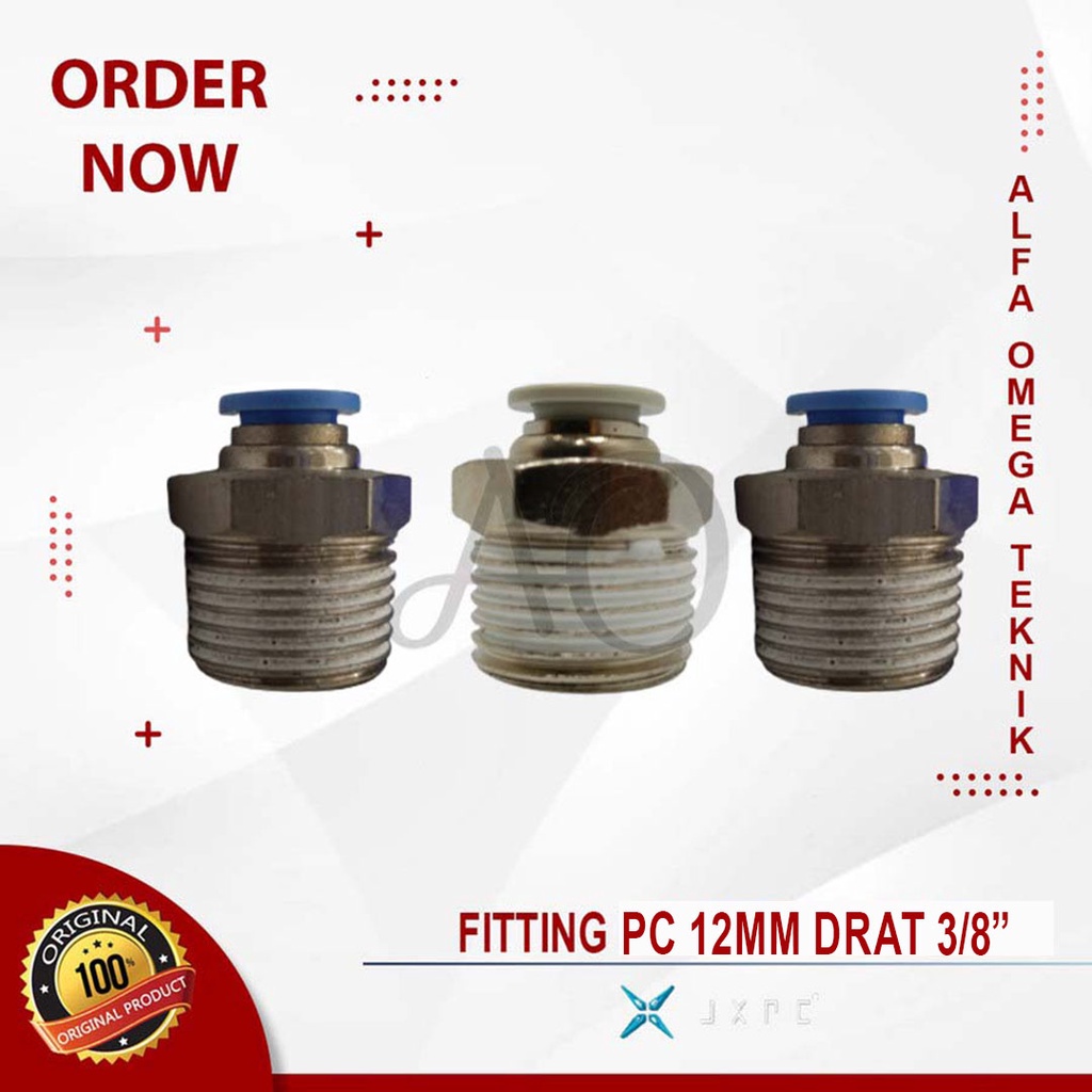 Jual FITTING LURUS PNEUMATIC 12MM DRAT MALE 3/8 INCH NEPEL SELANG PC 12-03 | Shopee Indonesia