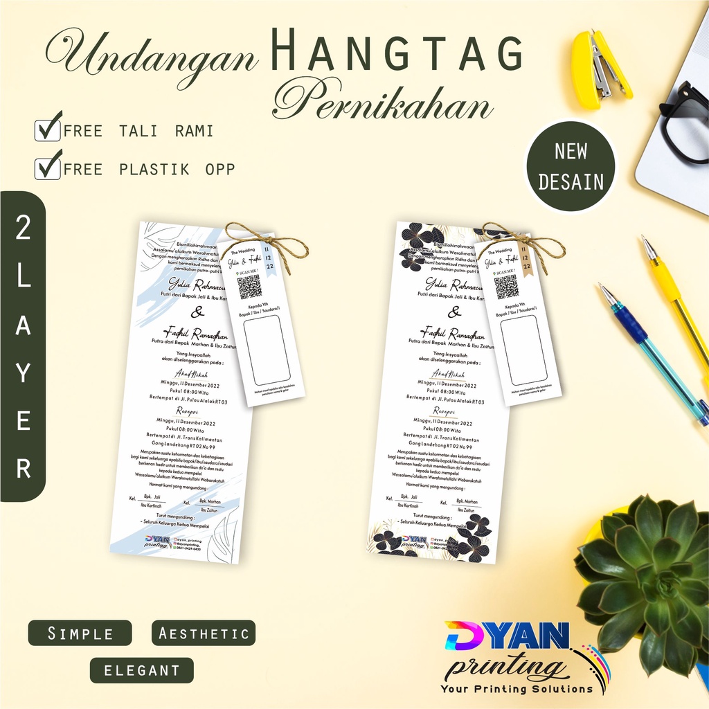 Jual UNDANGAN PERNIKAHAN HANG TAG TALI RAMI 2 LAYER ELEGANT MURAH ...