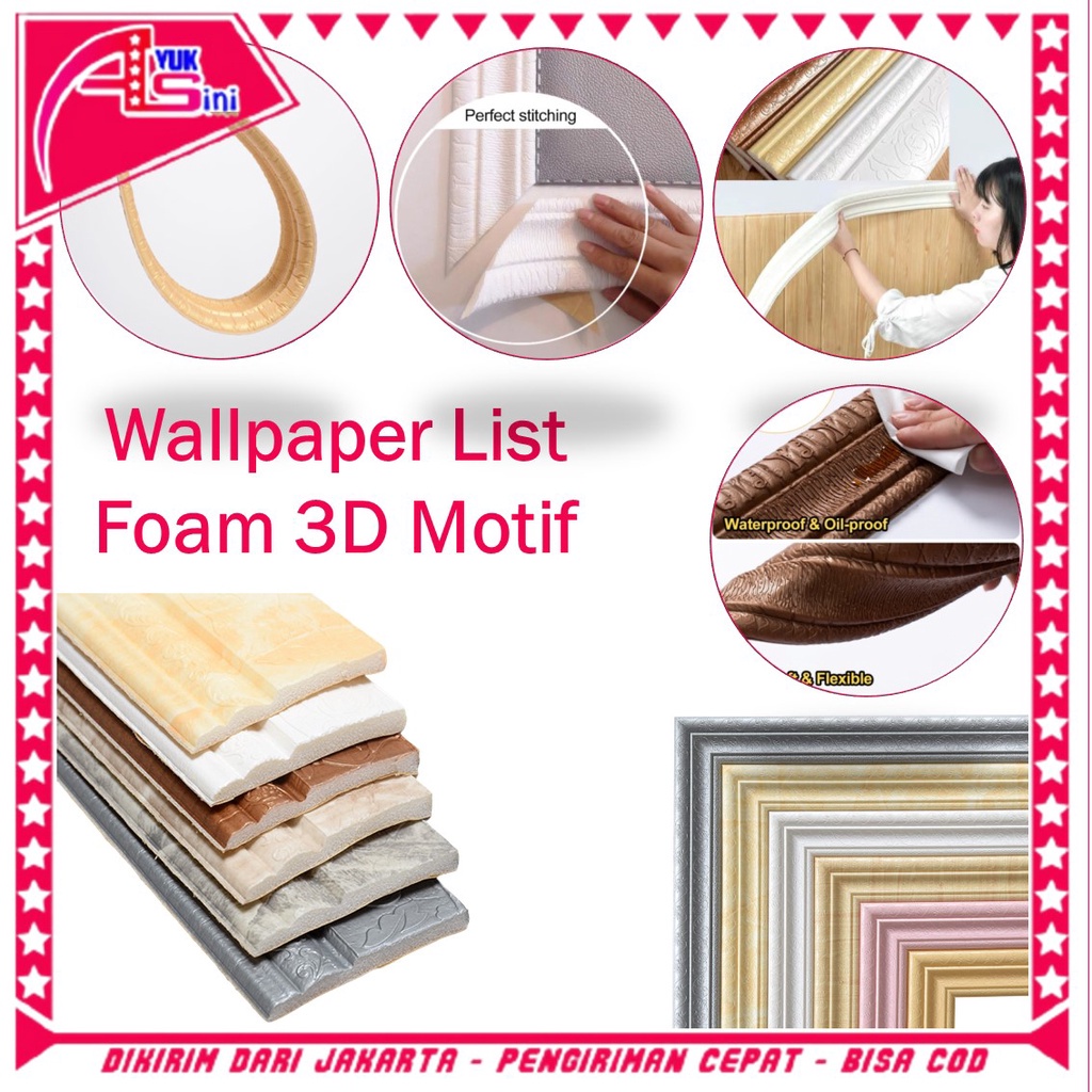 Jual AS Wallpaper List Foam 3D Motif Batik 230CM Tebal 8MM Wall Border ...