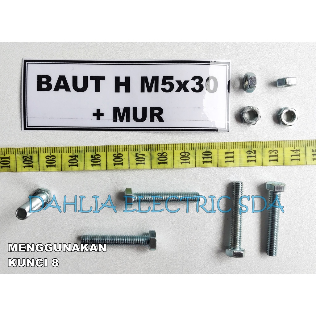 Jual BAUT H M5 X 30 + MUR KUNCI 8 | Shopee Indonesia