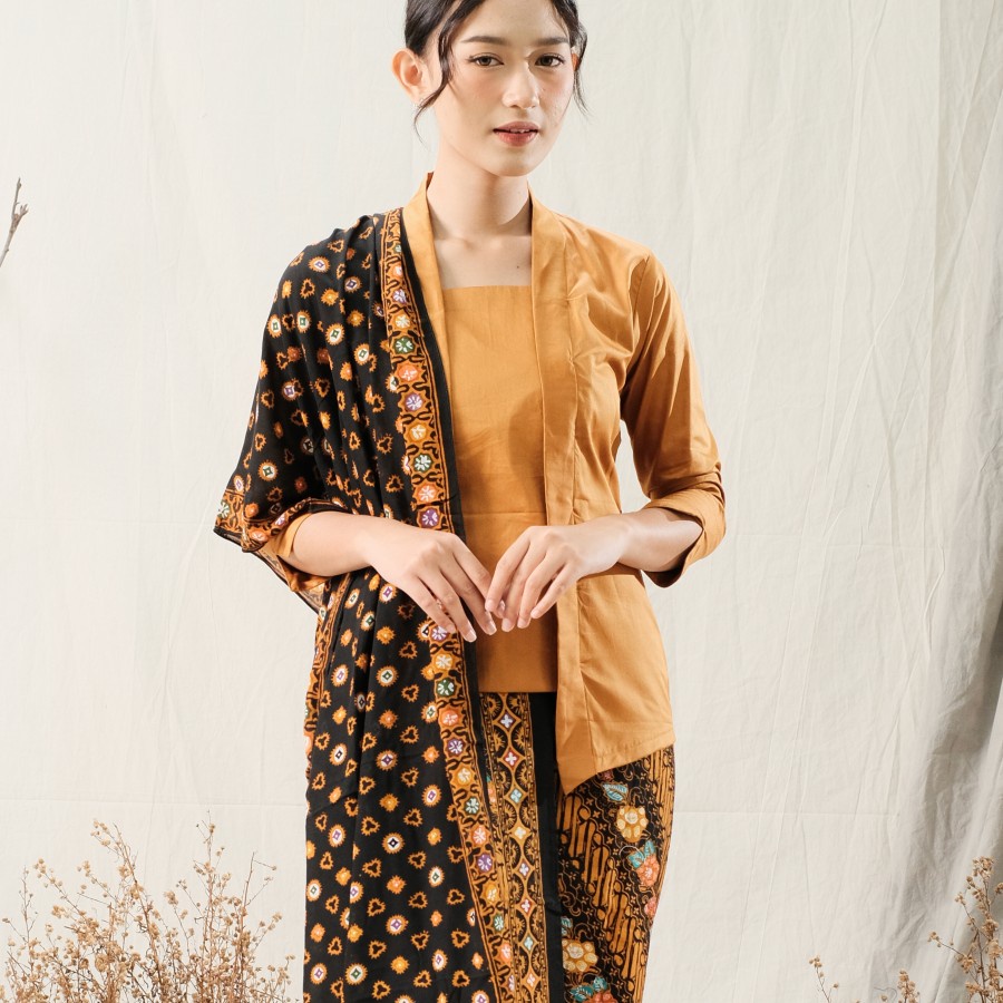 Jual Kebaya Kutubaru 2 in 1 Lengan 7/8 Meradelima Katun Jepang Cokelat ...