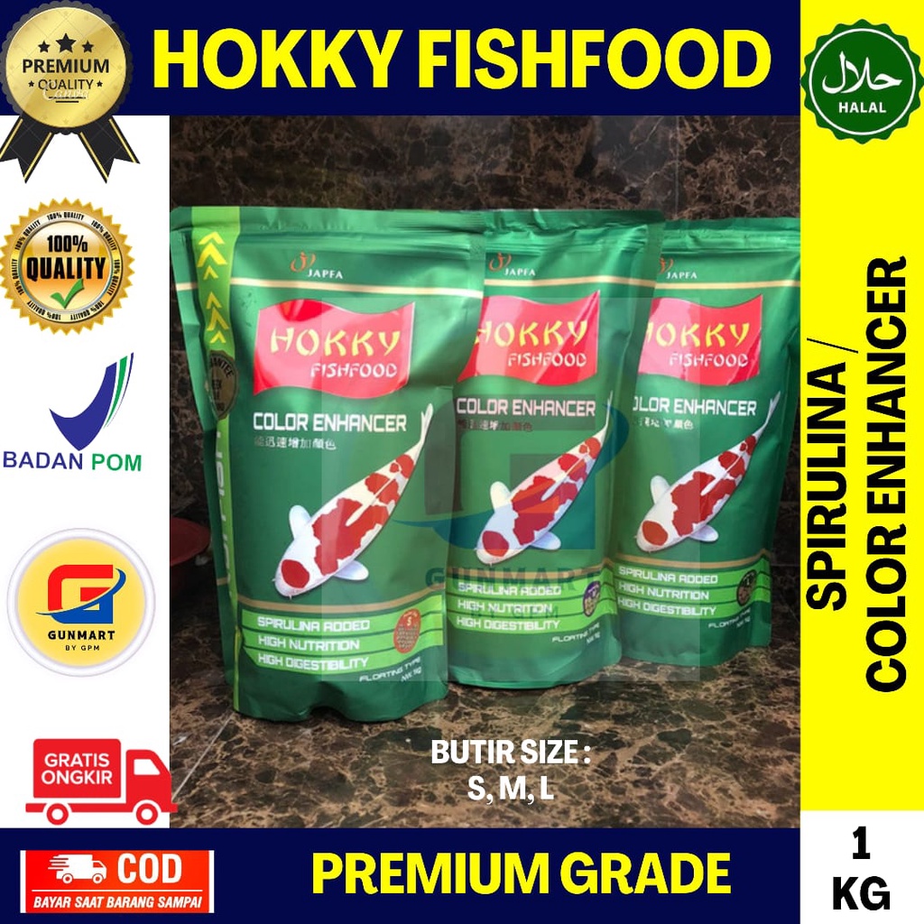 Jual Hokky Koi Color Enhancer Spirulina 1kg / Fish Food Pellet / Pakan ...