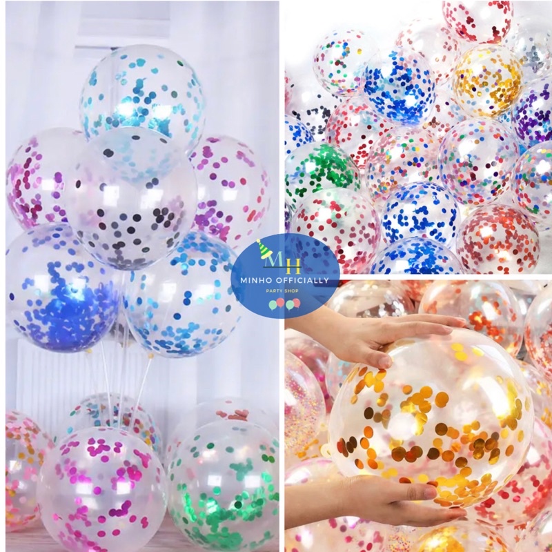 Jual Balon Latex Transparant Isi Confetti / Balon Latex Bening Isi ...