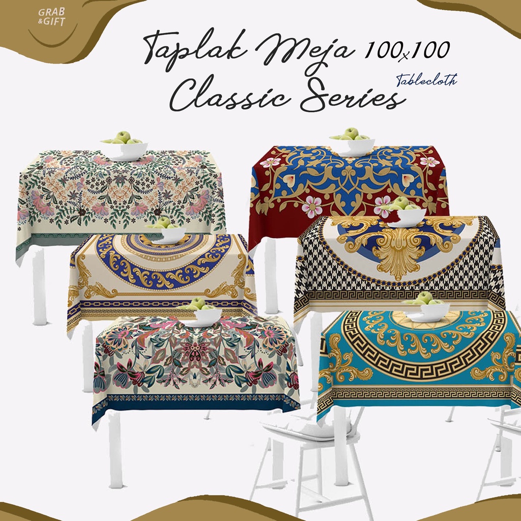 Jual Taplak Meja 100x100 cm Motif Classic Style Luxury Versacee Timur ...