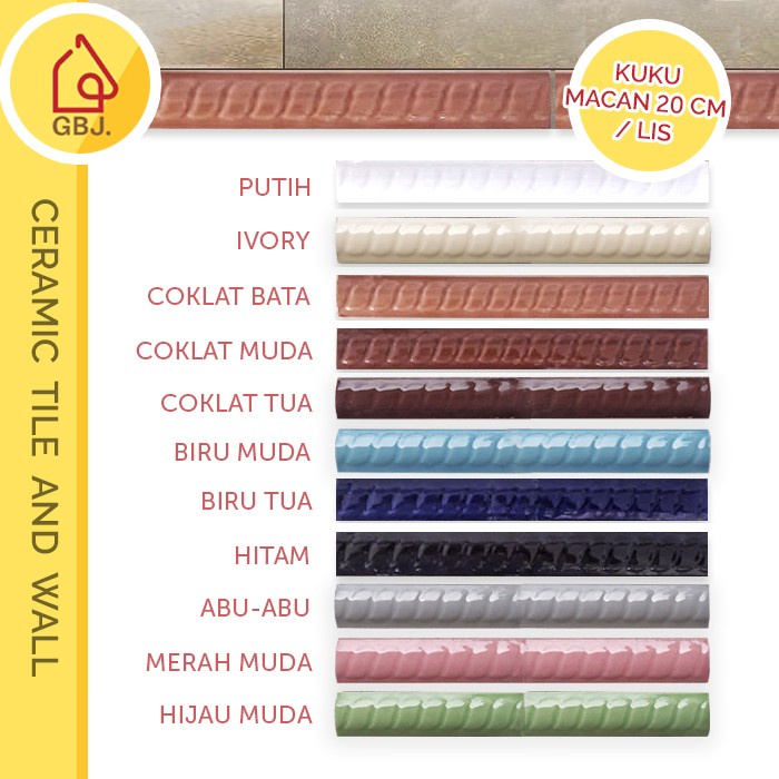 Jual LIST KERAMIK MURAH 20 CM / KUKU MACAN KERAMIK / BON BON | Shopee Indonesia