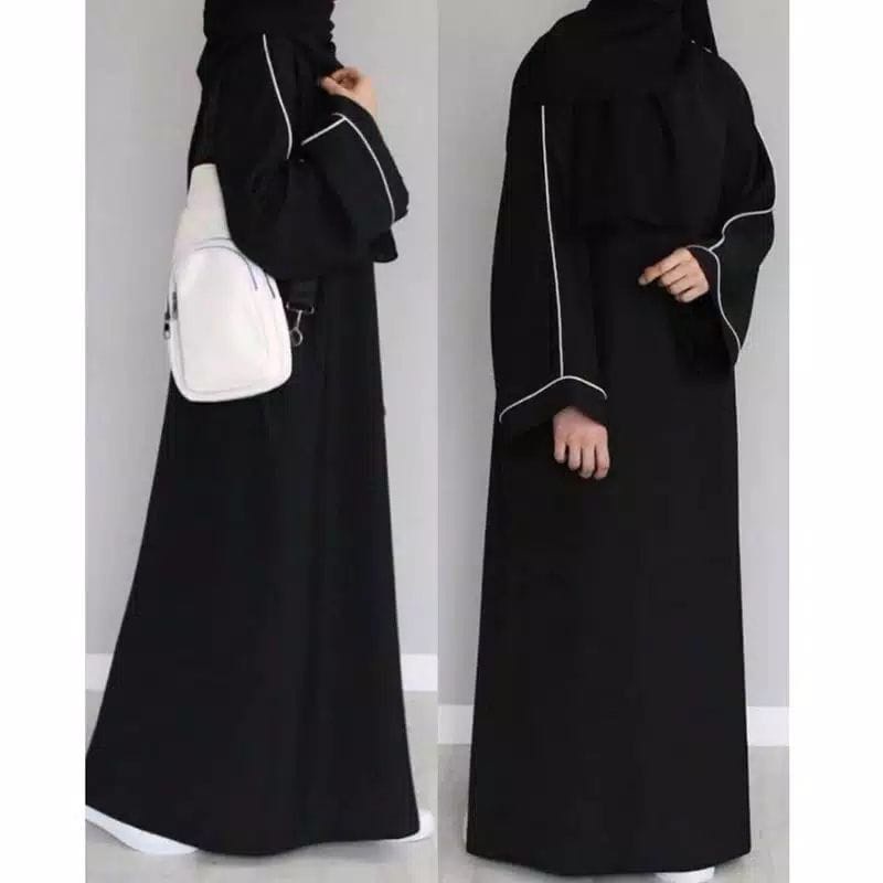 Jual Abaya Arab Dubai Lis Simpel Hitam Ied Lebaran Formal Pengajian Kondangan Jumbo Bisban L XL ...
