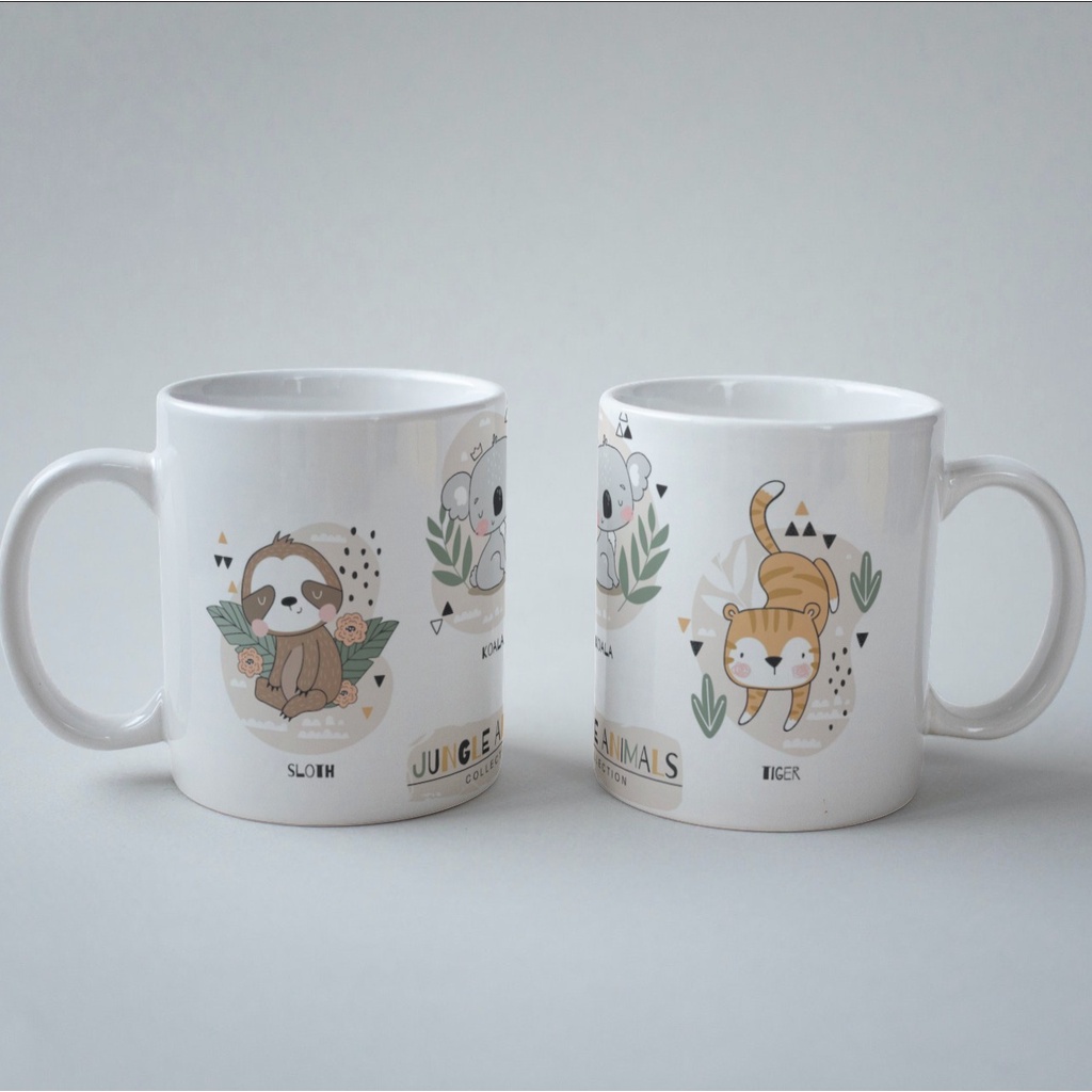Jual Mug Lucu jungle baby animals collection sloth with koala tiger ...